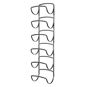 mDesign Modern Decorative Metal Wine Bottle Storage Organizer Rack Holder for Kitchen, Pantry, Dining Room, Bar, Wine Cellar- 6 Level Design - Wall Mount - Graphite Gray