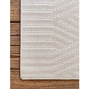 Unique Loom Sabrina Soto Outdoor Collection Modern, Vibrant, Carved Area Rug, 2 ft x 6 ft, Beige