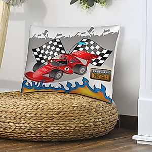 Yekiua Racing Car Pillow Sham Flames Race Car Finish Line Flags Rectangular Pillow Cover Cushion Cover for Bed Couch Sofa King Size 20 X 36 Inches