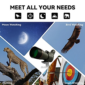 Gosky HD 20-60x80 Dual Focusing Spotting Scope - Waterproof HD Optics Zoom Scope with with Carrying Case and Smartphone Adapter for Hunting Bird Watching Target Shooting Astronomy Scenery-Gray