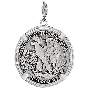 Sterling Silver Half Dollar Bezel 30 mm Coins Prong Back Round Edge 50 Cent Coin NOT Included