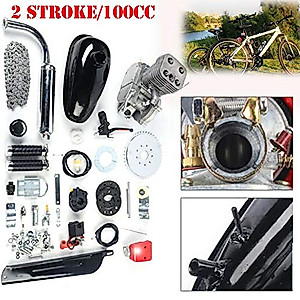 Bicycle Motor Kit,100CC 2-Stroke 36 Tooth Sprocket,Gas Motorized Motor Bicycle Engine Complete Modified Kit Upgraded Engine Kit Black for Most 26" /28" Bikes Bicycle Scooter