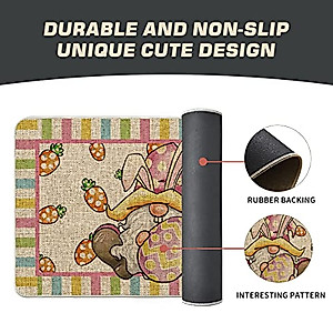 Artoid Mode Gnome Egg Carrots Easter Doormat, Seasonal Spring Summer Home Decor Low-Profile Switch Rug Door Mat Floor Mat for Indoor Outdoor 17x29 Inch