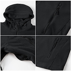 sandbank Men's Tactical Fleece Jacket Warm Winter Sport Outdoor Hooded Combat Military Jacket Coat(US M,Black)