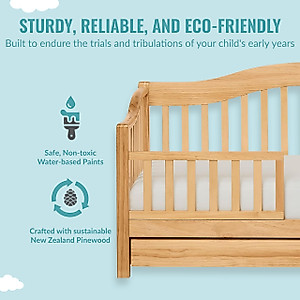 Dream On Me Toddler Day Bed in Natural, Greenguard Gold Certified, 54.5x29x28 Inch (Pack of 1)