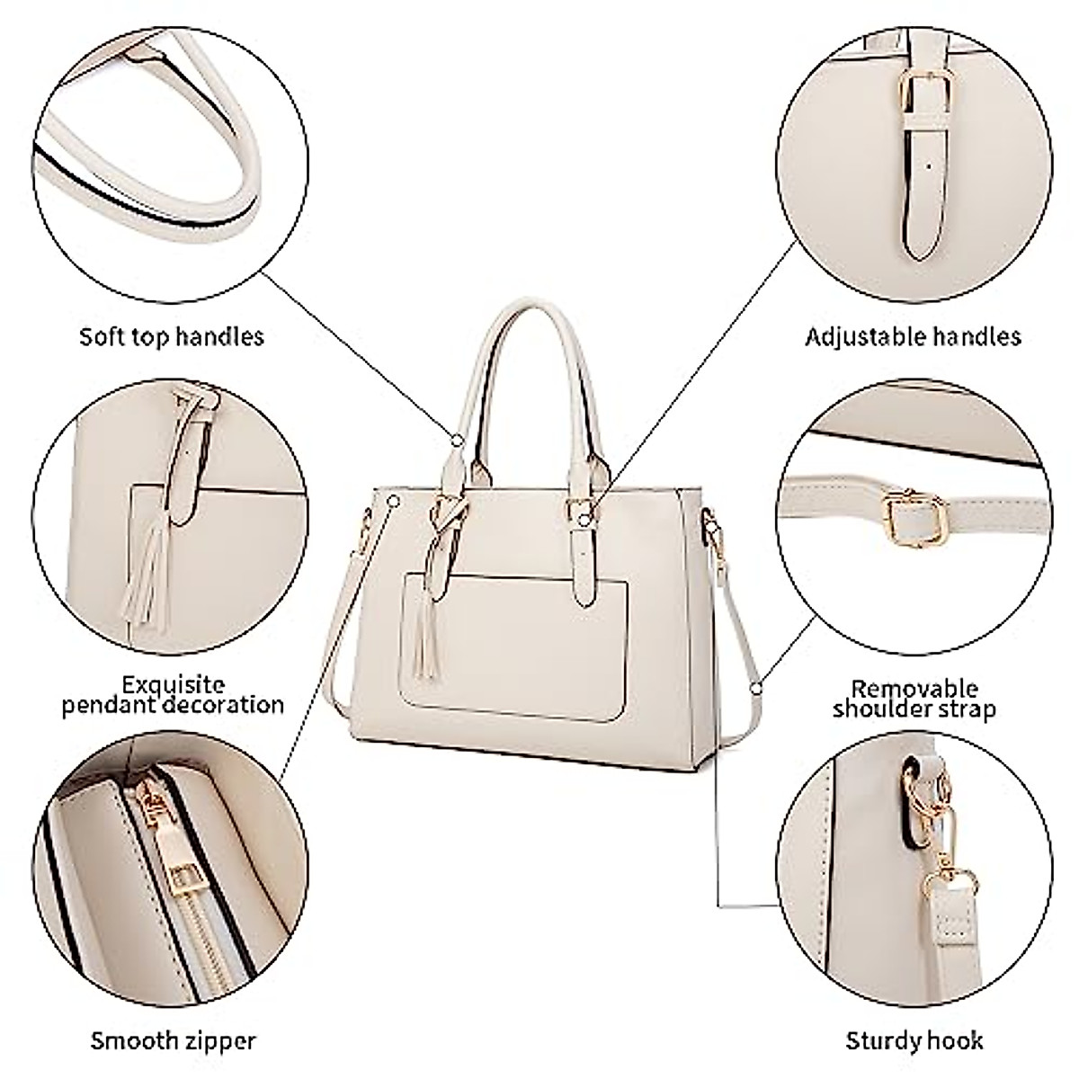 Laptop Tote Bag for Women, Cute Computer Bag Large Laptop Purse Shoulder Handbag Work Tote Briefcase Top Handle Satchel for Women - Beige