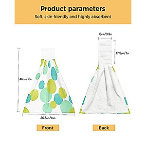 CyCoShower Hanging Hand Towels Kitchen Towel Simple Blue and Lime Green Polka Dots Bathroom Hand Towels with Loop Tie Towels Soft,Absorbent Tea Bar Towels,2pcs