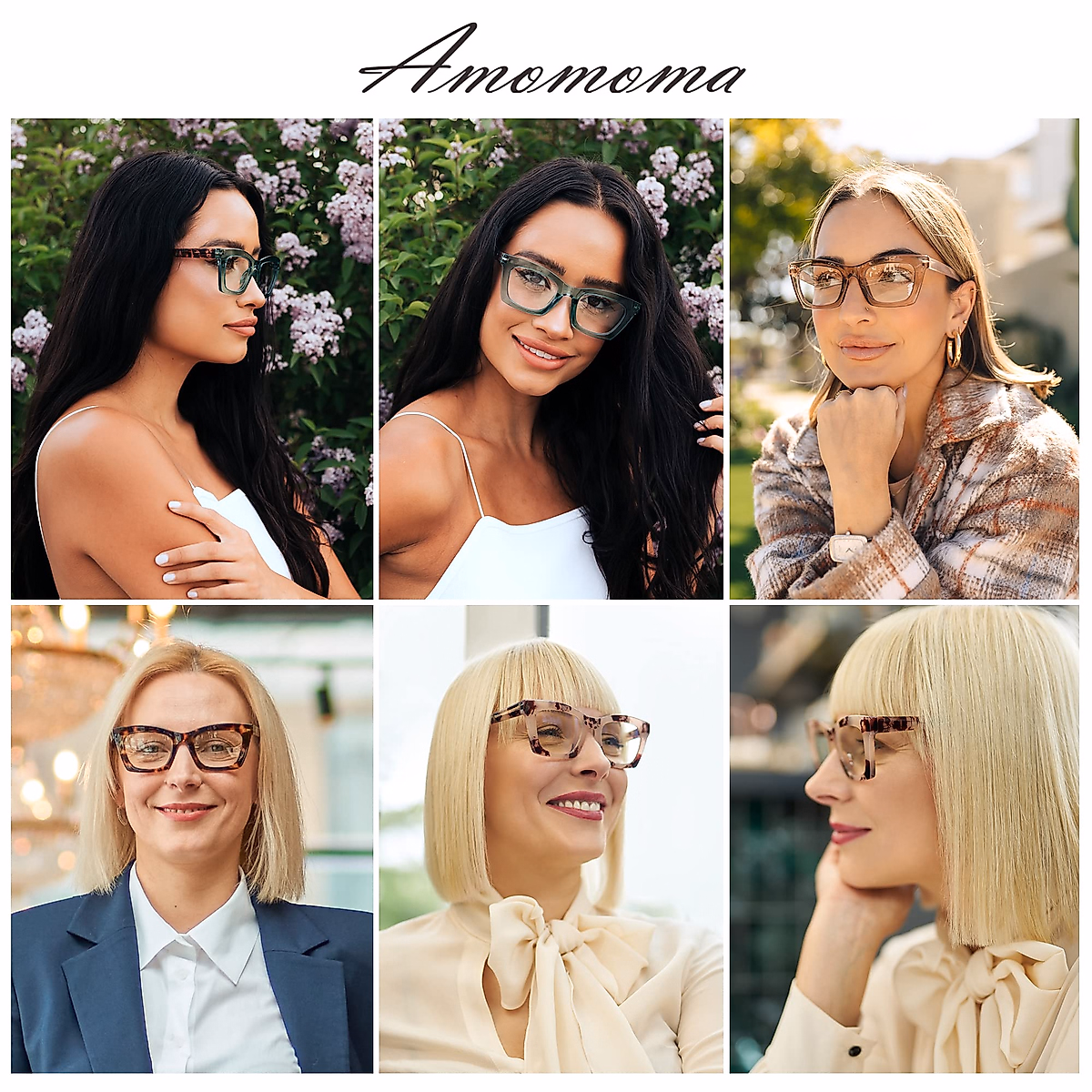 AMOMOMA 3 Pack Trendy Oversized Blue Light Stylish Readers for Women,Retro Square Cute Sturdy Computer Womens Reading Glasses AM6042 Black+Brown+Purple Tortoise 1.5
