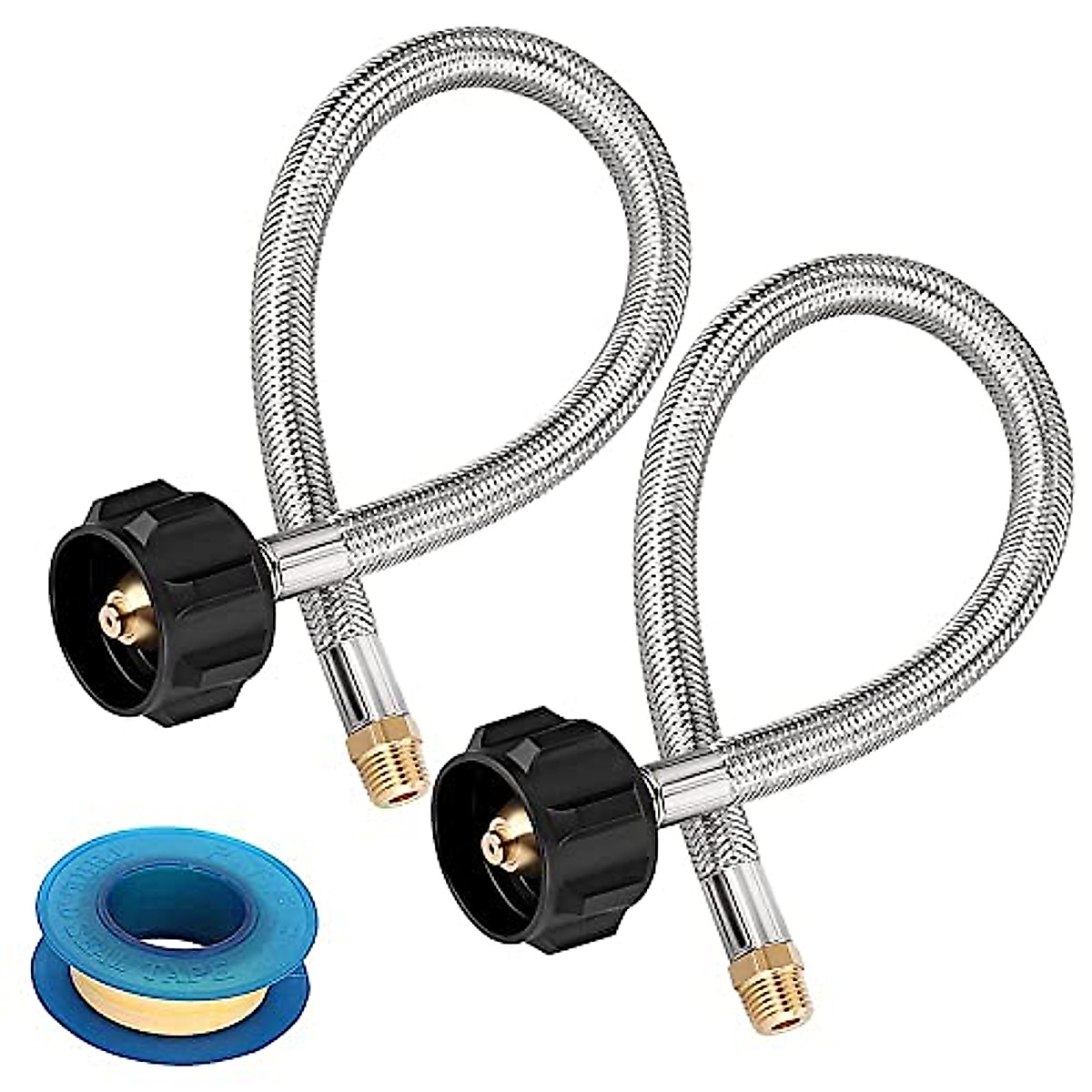 Startool 15 Inch RV Propane Hose, Camper Gas Line Replacement, 1/4-Inch Inverted Male Flare x QCC-1, 2 Pack