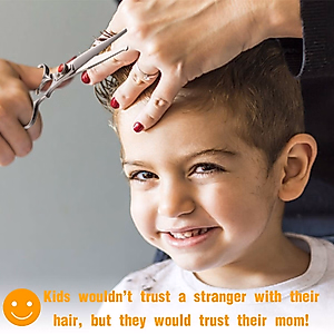 6" Kids Hair Cutting Scissors Safety Rounded Tips Kids Haircut Scissors Hair Cutting Shears for Children Baby Toddler Girls Boys Men Women Japanese Stainless Steel Silver Christmas Gift Univinlions