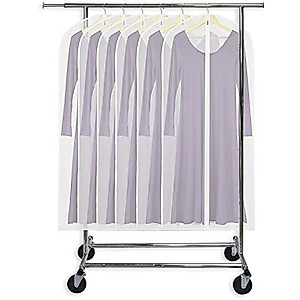 6 Pack - Simplehouseware 50-Inch Translucent Garment Bags with Zipper for Suits, Dresses, Costumes, Uniforms
