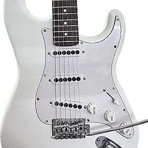 SAPHUE Prewired ST Pickguard SSS 3 Single Coil Pickups Adjustable Big Screws Loaded Electric Guitar Pickguard for Fender Strandard Straocaster Guitar Parts (White)