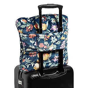 Vera Bradley Plush Fleece Travel Blanket with Trolley Sleeve, Fresh-Cut Floral Critters