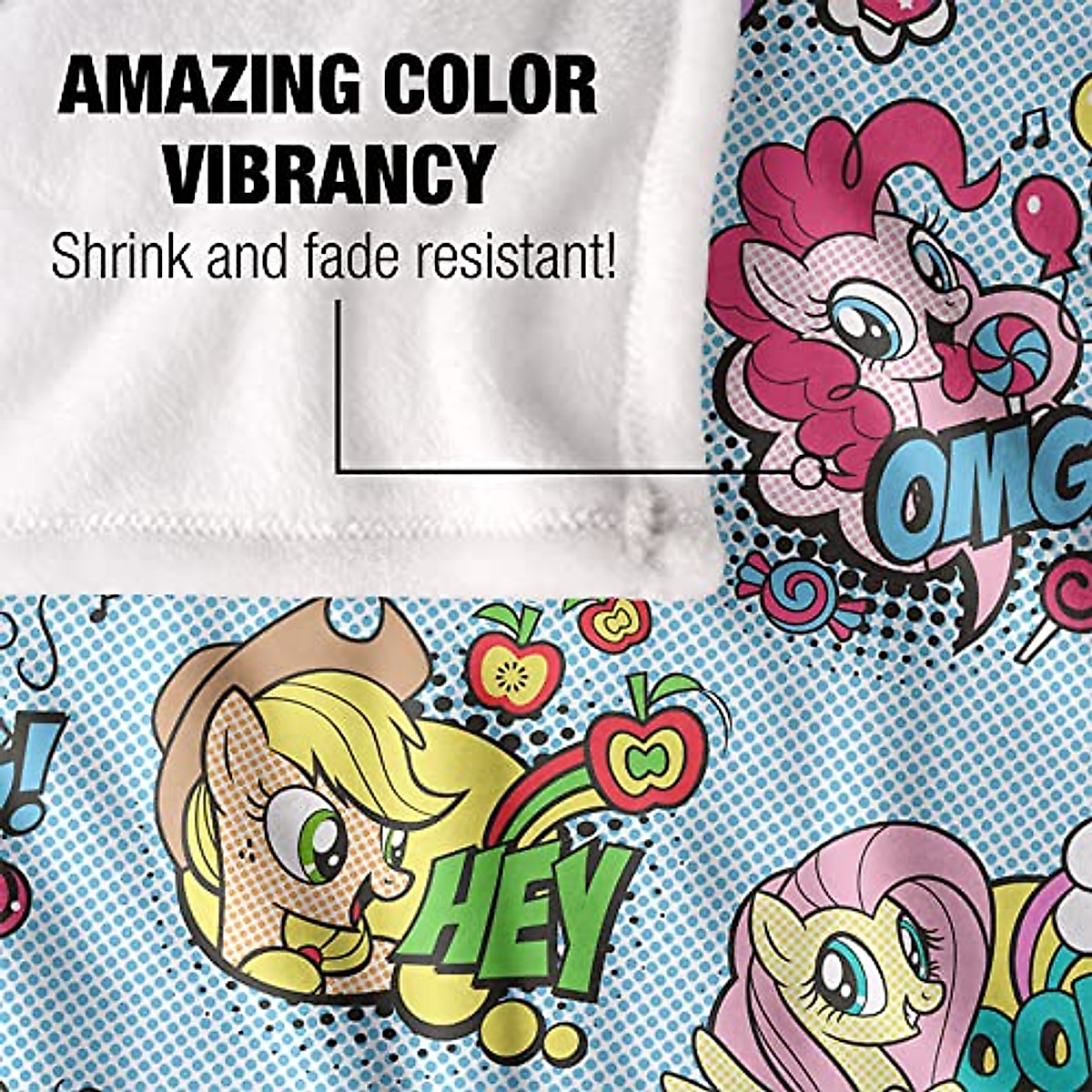 My Little Pony Blanket, MLP Pop Art Pattern Silky Touch Super Soft Throw Blanket 50" x 60"