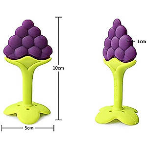 TEKSTAR Baby Teething Toys Silicone Fruit Giraffe Banana Toothbrush Teethers Freezer BPA Free, Soothe Babies Teething Relief Sore Gums for Newborn Infant and Toddler (5-Pack)
