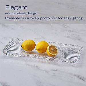Mikasa Estate Crystal Glass Rectangular Serving Decorative Tray, 14.75 Inch