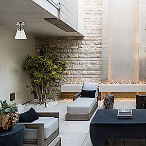 Gruenlich Semi Flush Mount Ceiling Light Fixture for Outdoor and Indoor, E26 Medium Base, Metal Housing Plus Clear Glass, Bulb not Included, 1-Pack, Nickel Finish