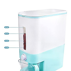 SUT 22.5 Lbs Rice Dispenser, Moisture Proof Storage Container, Large Cereal Dry Food Storage Box with Lid, Measuring Cylinder Cereal Dispenser, Household Sealed Grain Container for Kitchen