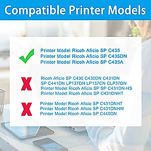 LCL Compatible Toner Cartridge Replacement for Ricoh 821243 821246 821245 821244 SP C435 C435DN C435A (5-Pack 2Black Cyan Magenta Yellow)