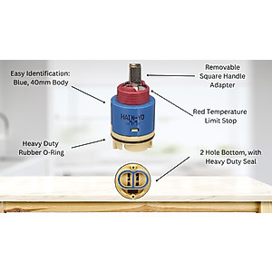 T and T TandT 40mm Ceramic Pressure Balance Cartridge JH02BJ HL-40 Blue, Red