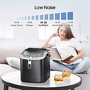 AGLUCKY Ice Makers Countertop,Protable Ice Maker Machine with Handle,Self-Cleaning, 26Lbs/24H, 9 Ice Cubes Ready in 8 Mins, with ice Scoop and Basket,for Home/Office/Kitchen (Black)