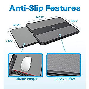 MAX SMART Portable Laptop Lap Pad, Laptop Desk with Retractable Mouse Tray, Anti-Slip Heat Shield Notebook Computer Stand Table, Working Station for Home, Office, Recliner, Business and Travel