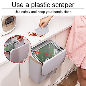 Cq acrylic Hanging Trash Can with Lid 2.4 Gallon Kitchen Compost Bin for Under Sink 9L Plastic Wall Mounted Waste Basket,Small Kitchen Garbage Can,Food Waste Bin for Countertop