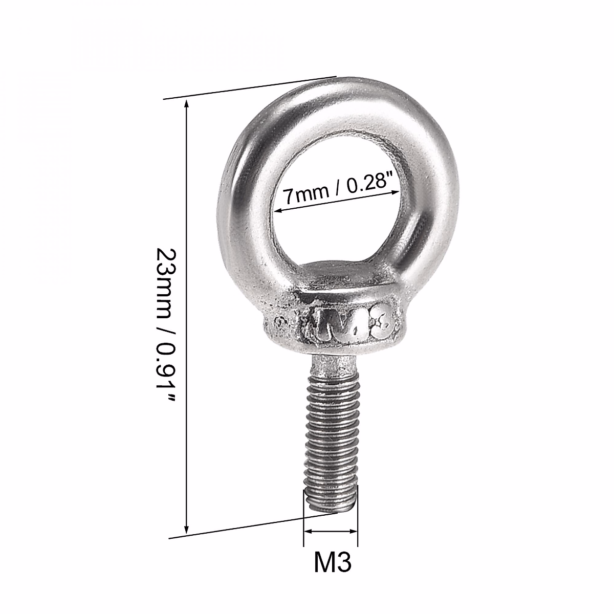 uxcell Lifting Eye Bolt M3 x 9mm Male Thread 304 Stainless Steel for Hanging, Pack of 10