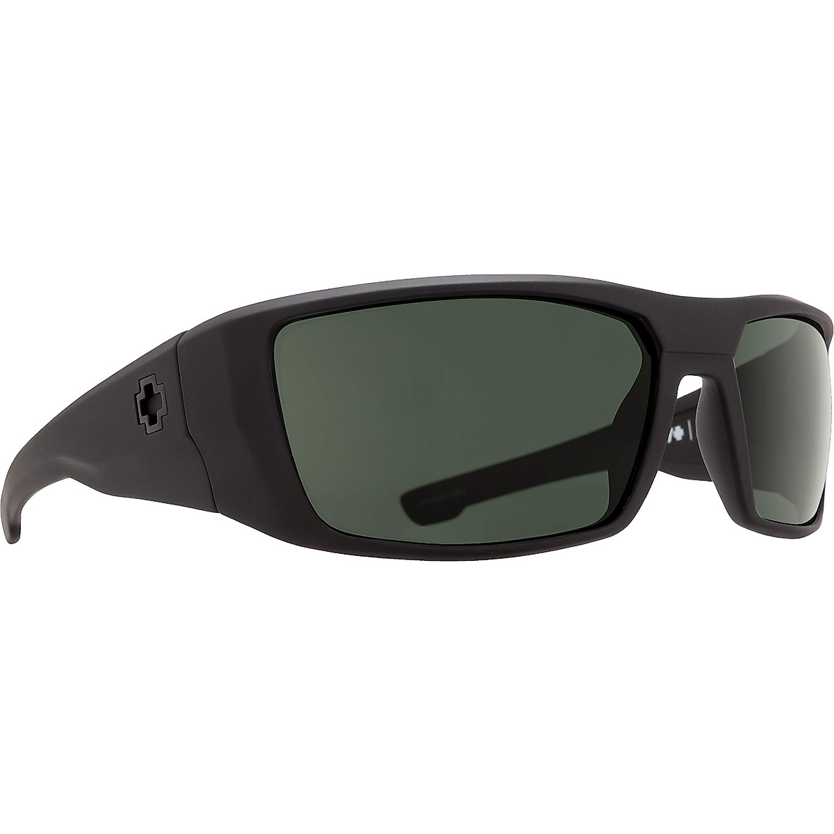 Spy Optic Dirk Wrap Sunglasses, Soft Matte Black/Happy Gray/Green, 64 mm