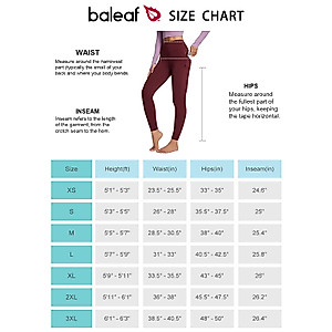 BALEAF Women's Fleece Lined Leggings with Pockets 25" Petite Thermal Winter Warm High Waisted Thick 7/8 Yoga Pants Wine Red S