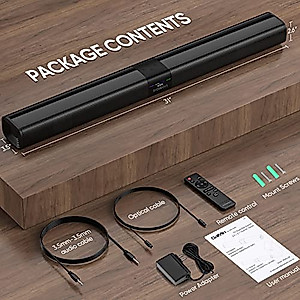 RIOWOIS Sound Bars for TV with Bluetooth and HDMI-ARC/Optical/AUX Connection, 31 Inches Immersive Surround Sound System with 4*Full-Range Speakers for TV/Home Theater/Projector, Wall Mountable.