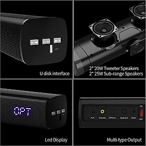 hmovie Sound Bar, 3D Surround Sound for Home Theater