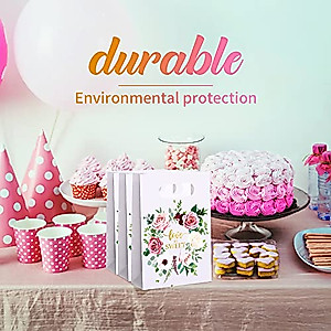 60 Pack Wedding Gift Bags Floral Party Favor Bags Wedding Treat Paper Bags with Handled Candy Buffet Bags Bridal Shower Gifts for Guests, Wedding Party, Birthday, Baby Shower (Classic Style)