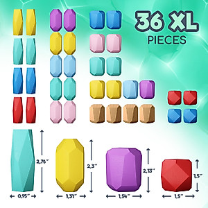 EVERSMART 36 Pcs Wooden Stacking Blocks – Montessori Toys for 1 2 3 4 5 6 Year Old Toddlers and Kids, XXL Rocks, No Choking Hazard – Sensory STEM Building Stones, Girl or Boy Birthday Gifts