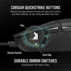 Corsair Katar Pro XT Ultra-Light Gaming Mouse- 18k DPI PixArt Optical Sensor- RGB Scroll Wheel Lighting- 6 Programmable Buttons- Lightweight Paracord Cable,Black