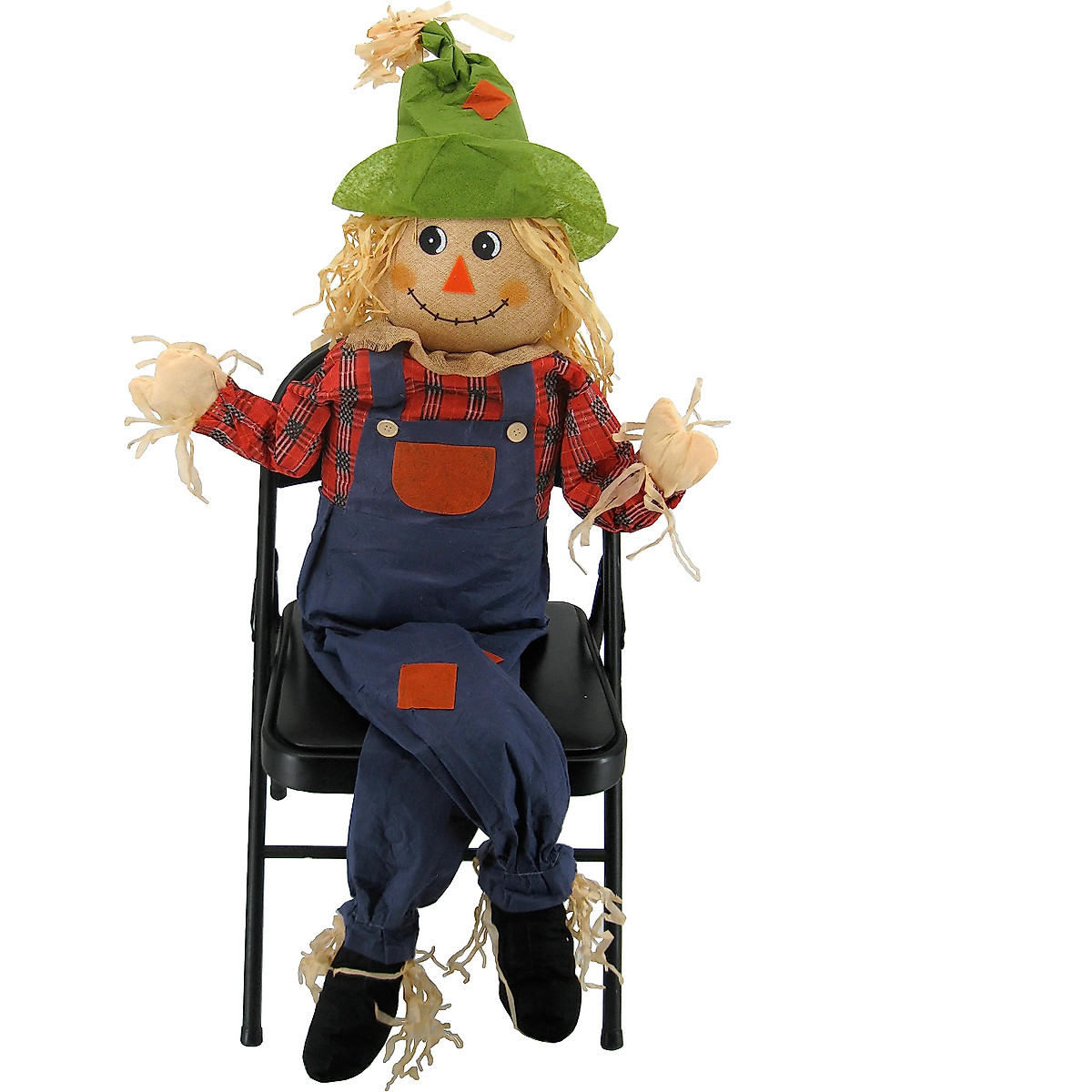 RZ Express Studios 63" Large Sitting Scarecrow Fall Harvest Halloween Porch Sitter Decoration