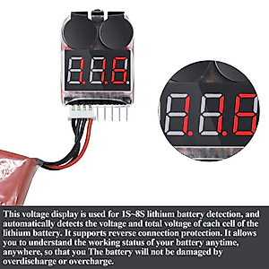 10 Pieces 2-in-1 Lipo Battery Voltage Tester Low Voltage Buzzer Alarm Battery Capacity Indicator Monitor for 1-8s Battery