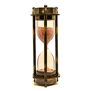 Dual Face Compass 5 Inch Antique 5 Minute Sand Timer Hourglass for Home Decor Gift