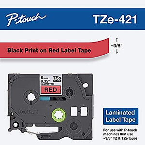 Brother Tape, Black on Red, 9mm (TZE-421)
