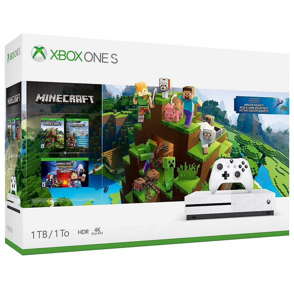 Xbox One S 1TB Console ? Minecraft Bundle (Discontinued), White