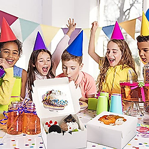 TOMNK 50pcs 6x6x3 Inches White Bakery Boxes with Window Cookie Boxes Dessert Boxes Pastry Boxes for Strawberries Cupcakes Chocolate Muffins Donuts and Party Favor