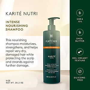 Rene Furterer KARITE NUTRI Intense Nourishing Shampoo, Very Dry Damaged Hair, Shea Oil, Shea Butter, Pump, 20.2 oz.