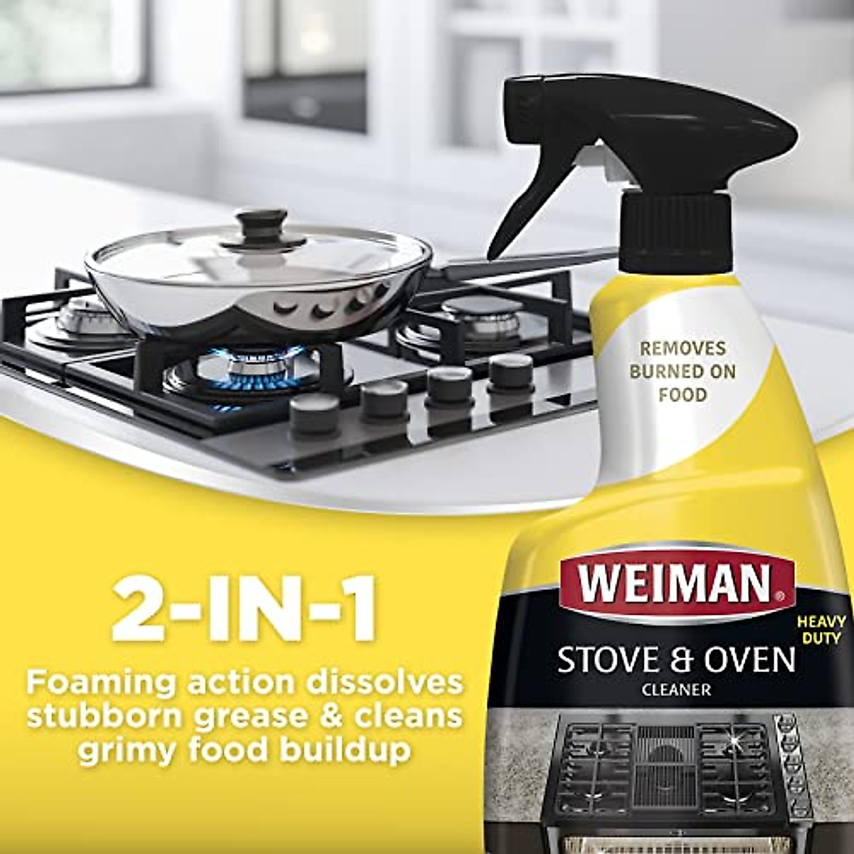 Weiman Heavy Duty Stove and Oven Cleaner and Degreaser for Glass, Ceramic Cooktops, BBQ grill grates - 2 Pack, 24 Oz