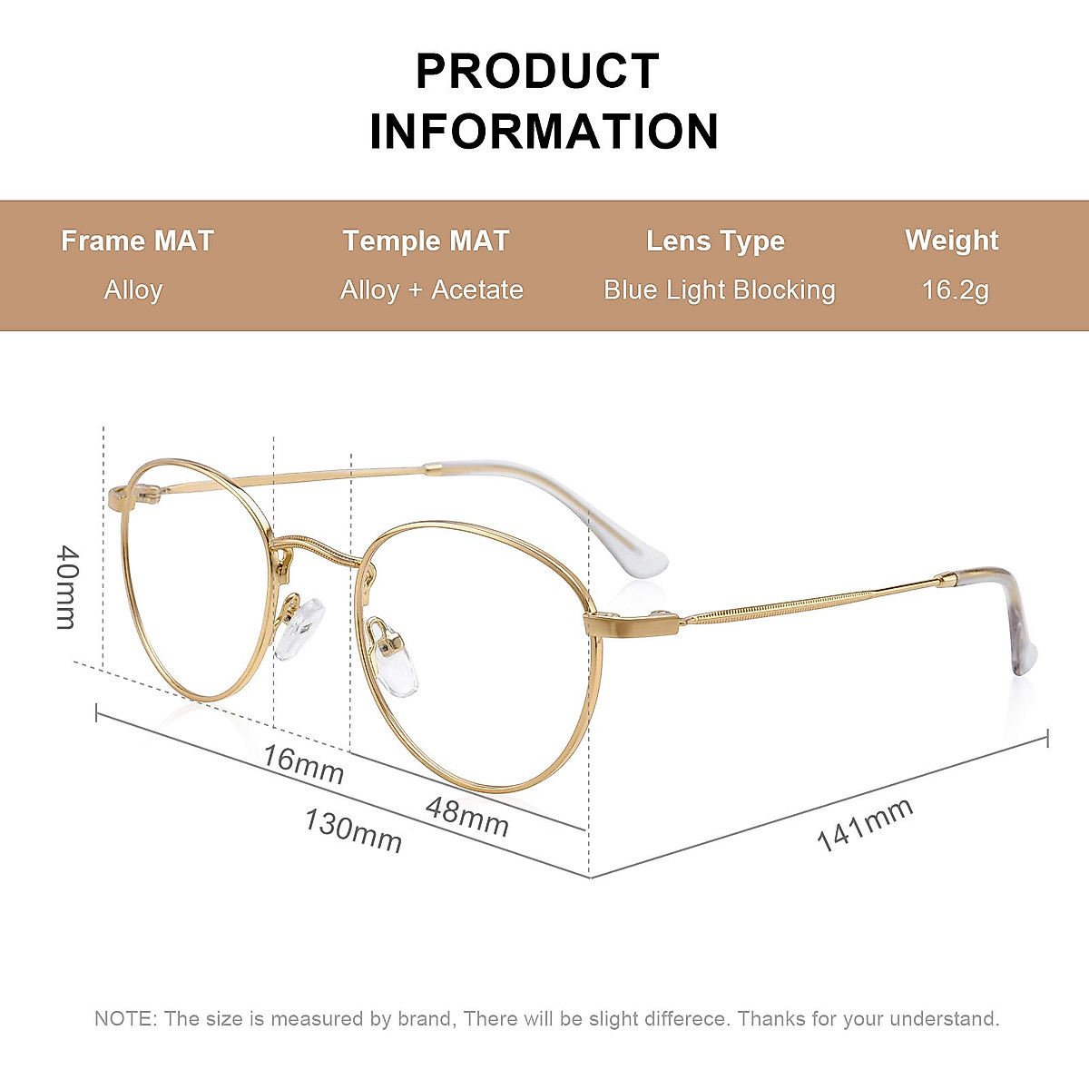 RB.Pilot Small Metal Round Reading Glasses for Women Men Classic Vintage Retro Shades Blue Light Blocking Computer Readers (Gold, 1.75)
