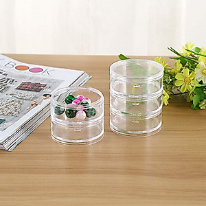 Exceart Craft Beading Case 5 Layer Clear Plastic Box with Lid Stackable Round Box for Beads Crafts Earring Jewelry Findings Commemorative Coin Nail Art Rhinestones Boxes