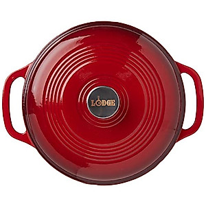 Lodge 6 Quart Enameled Cast Iron Dutch Oven with Lid – Dual Handles – Oven Safe up to 500° F or on Stovetop - Use to Marinate, Cook, Bake, Refrigerate and Serve – Island Spice Red