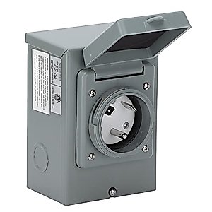 aqxreight - 30 Amp Generator Power Inlet Box, TT-30P Power Inlet Box, 125 Volt, Max Power 3750 Watts, Weatherproof, Outdoor Use