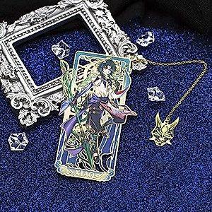 Genshin Impact Bookmark Venti / Tartaglia / Xiao Cartoon Figures Printed Bookmarks Mini Cards (Xiao)