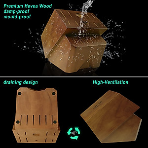 RITSU Knife Set, 17 Pieces Kitchen Knife Set with Block, 1.4116 German Steel knife set with sharpener, 6 Pieces Steak Knife Set, Professional Chef Knife Set & Scissor, Suitable for Home Kitchen