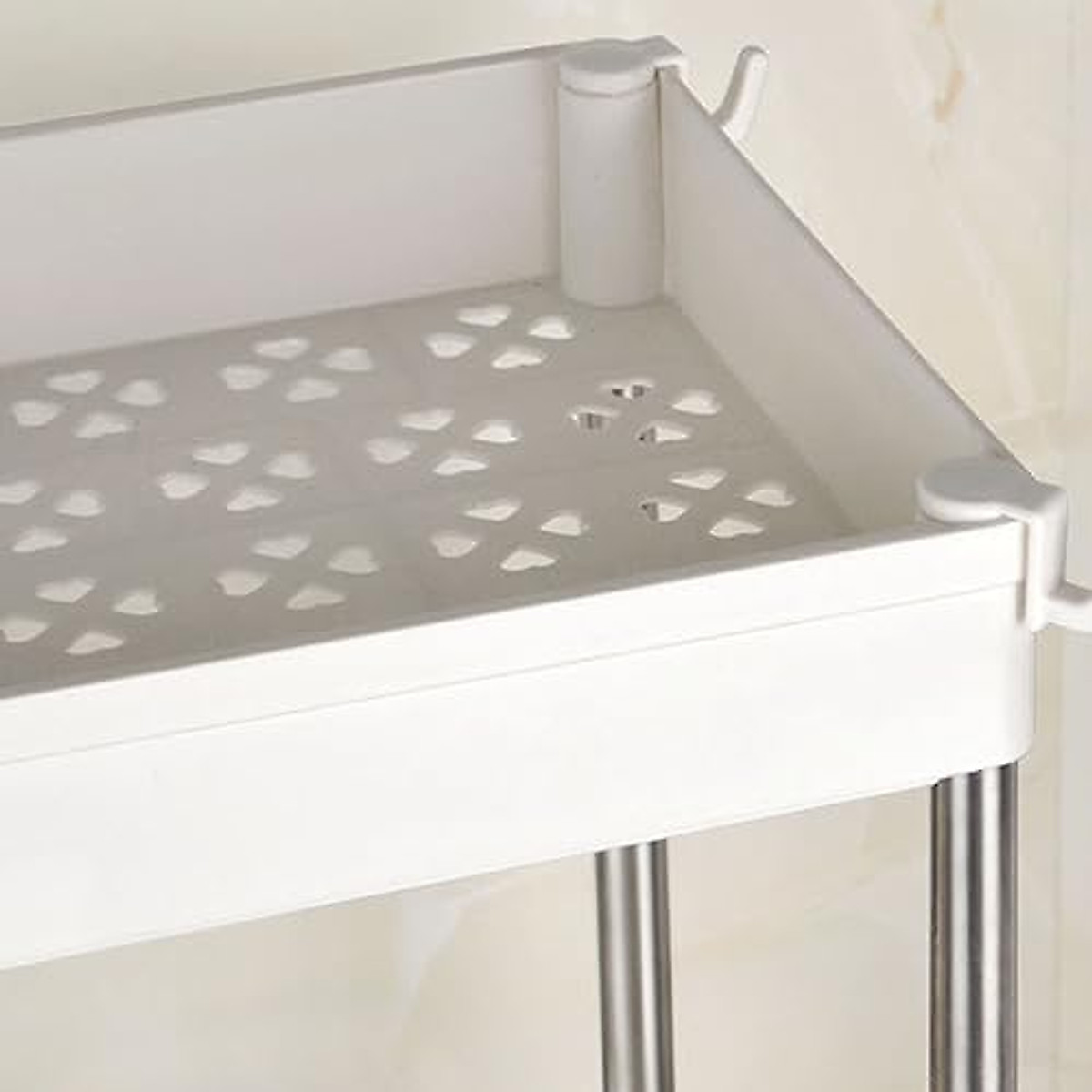 Camidy Rolling Storage Cart, 4-Tier Bathroom Organizer Utility Cart Laundry Room Organization Mobile Shelving Unit with Hooks, Lockable Wheel for Kitchen Bedroom Office